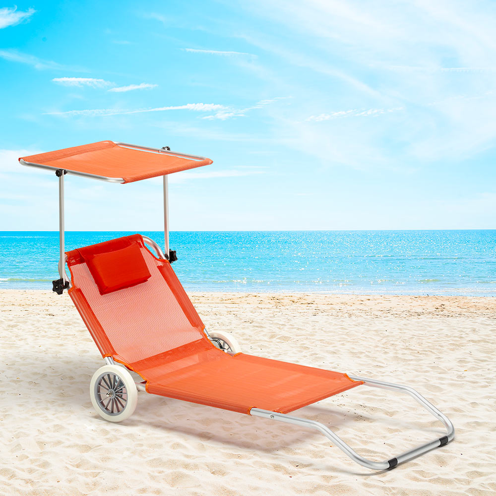 Sonnenliege Strandliege klappbar mit Rollen Aluminum Sonnendach BANANA  
